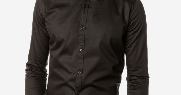 SOGO ΑΝΔΡΙΚΟ ΠΟΥΚΑΜΙΣΟ ΜΑΟ ΓΙΑΚΑΣ SLIM FIT ΜΑΚΡΥΜΑΝΙΚΟ ΜΑΥΡΟ 22536-761-01